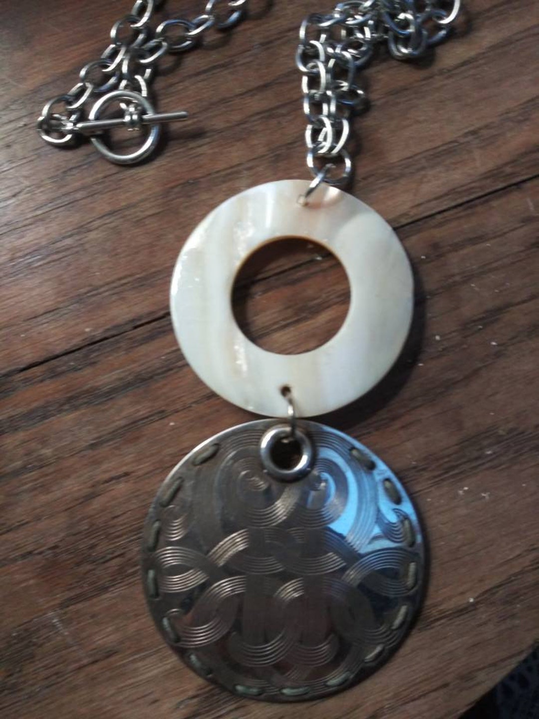 Labyrinth Mother of Pearl Large Pendant Necklace - Etsy