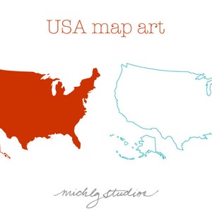 USA Map Clipart, America Digital Clip Art, Country, States, State ...