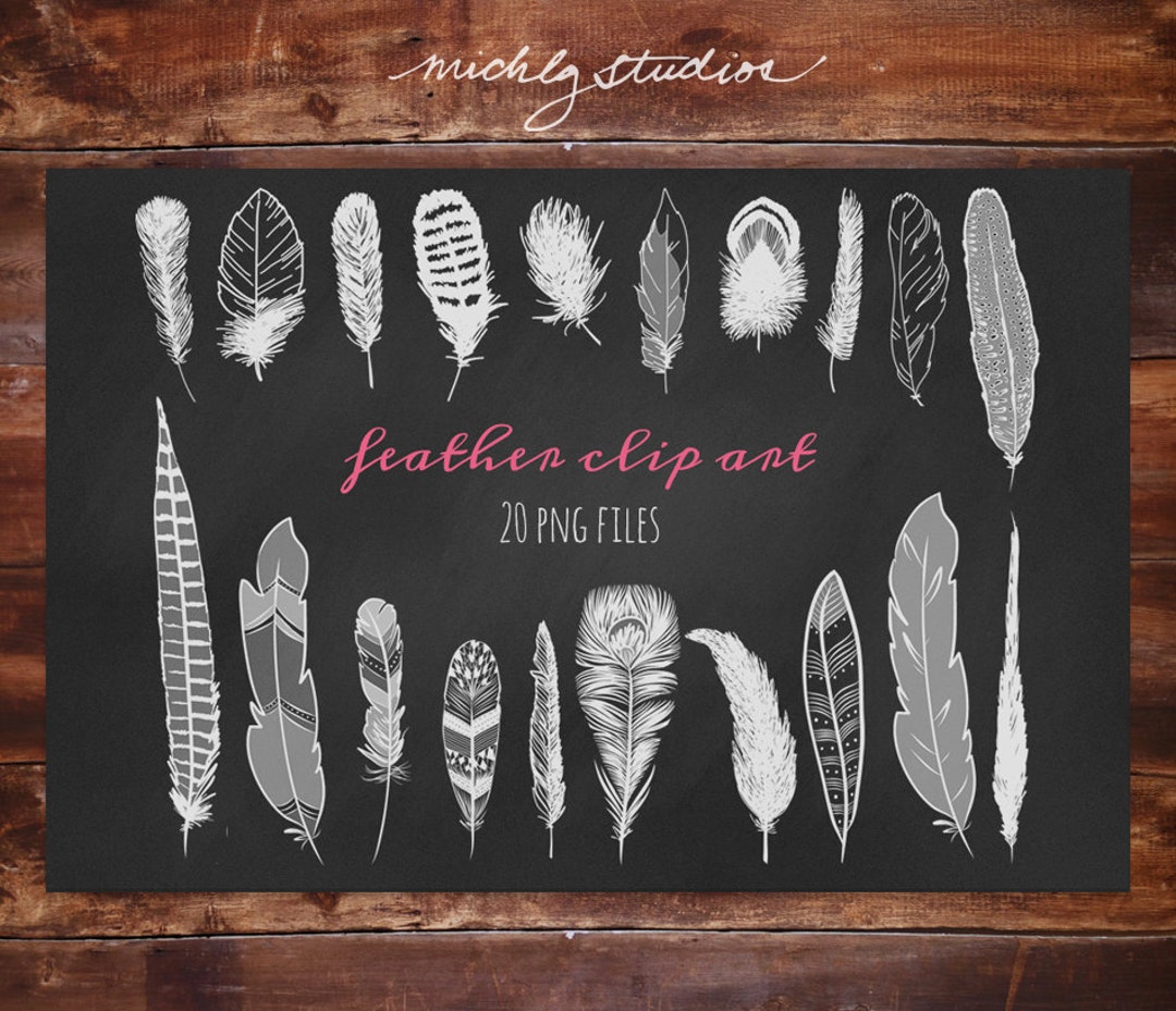 Feather Clipart, Tribal, Boho Digital Clip Art, Aztec, Feather Digital ...