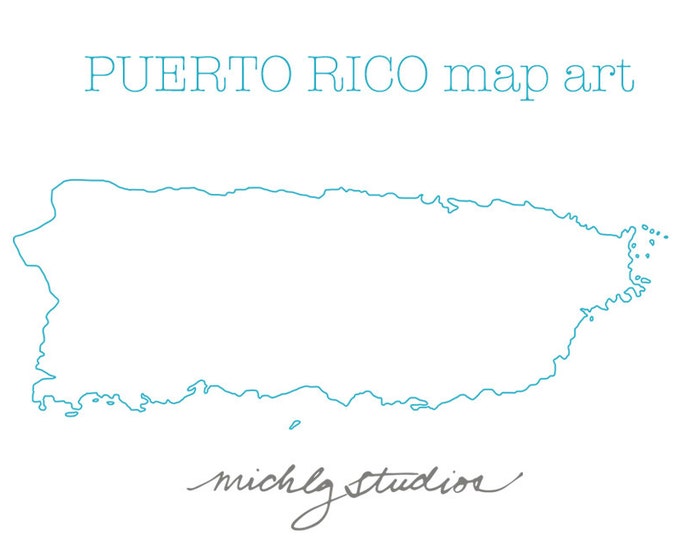 Puerto Rico Map, Watercolor Map, Instant Download, Digital Map, Map ...