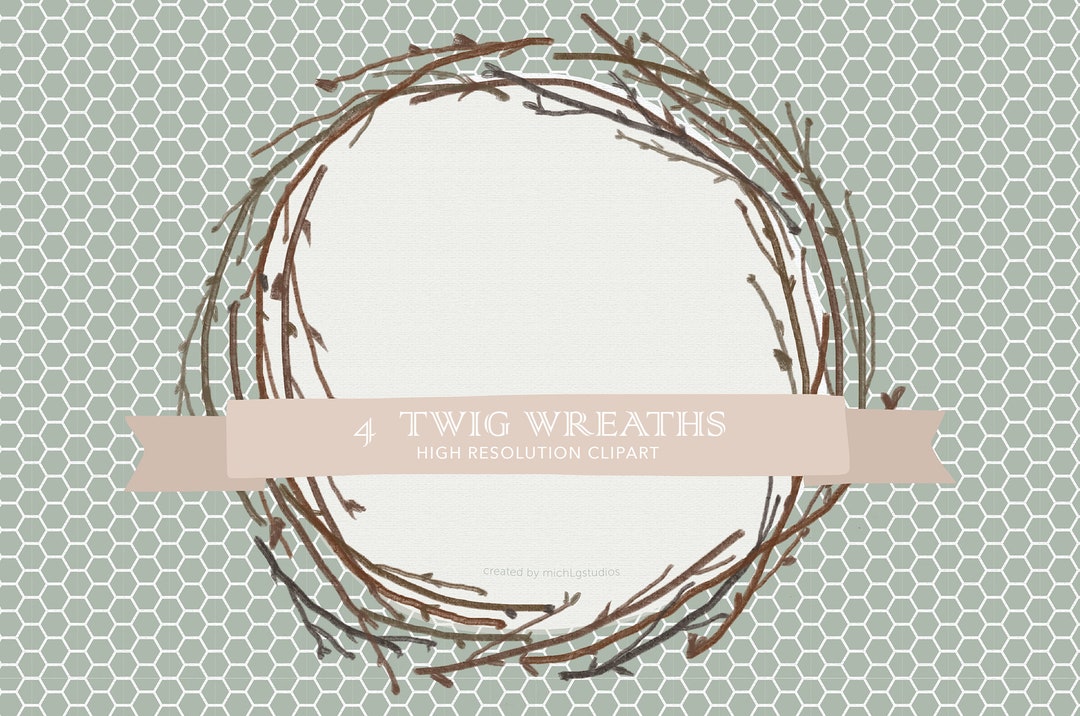 4 Twig Wreaths Clipart, PNG & Vector (SVG, AI, Transparent Background ...