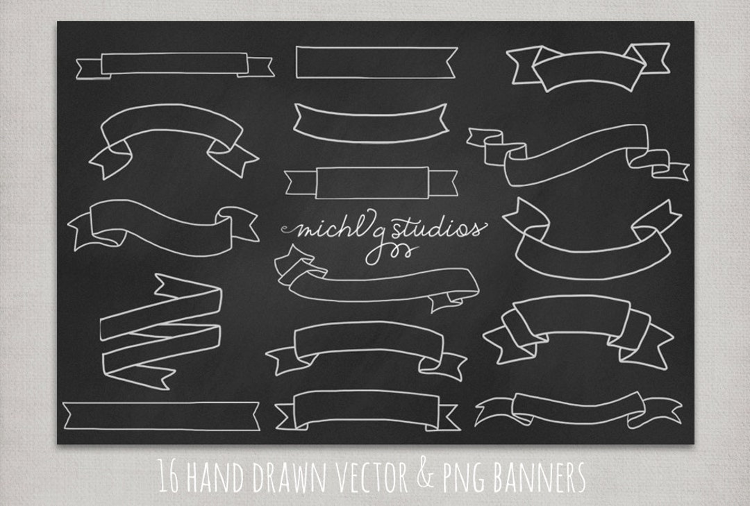 16 Digital Banner Clipart, Clip Art, Hand Drawn, Vector & PNG, Frames ...