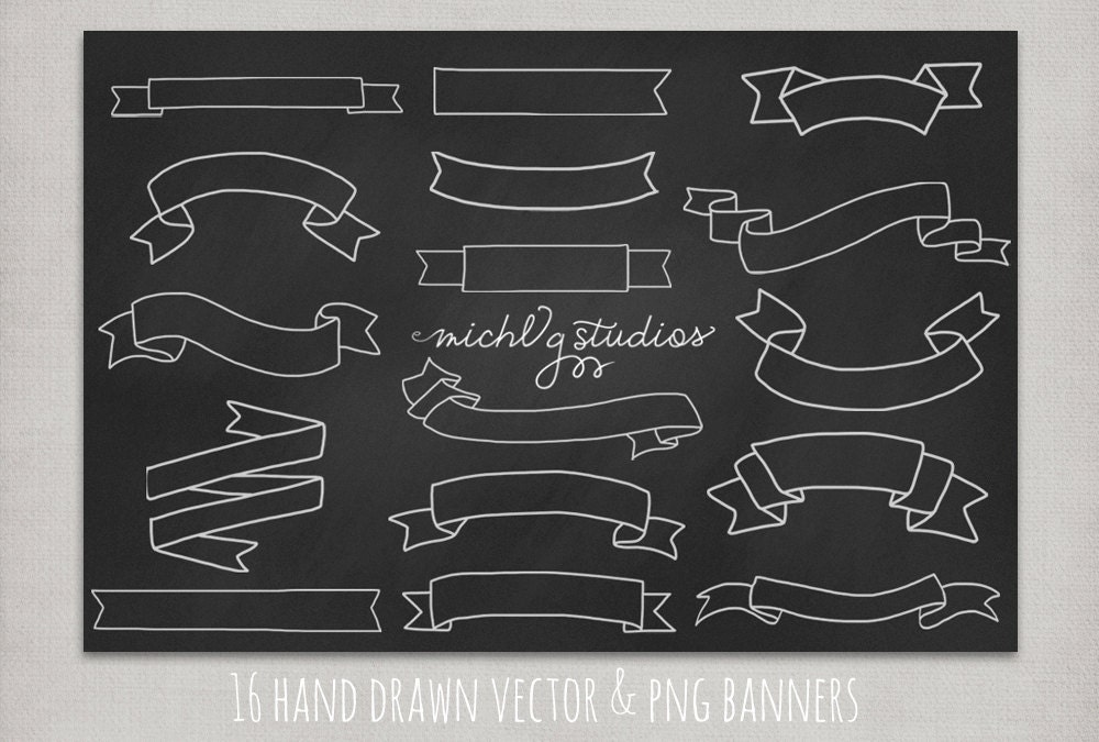 16 Digital Banner Clipart, Clip Art, Hand Drawn, Vector & PNG, Frames ...