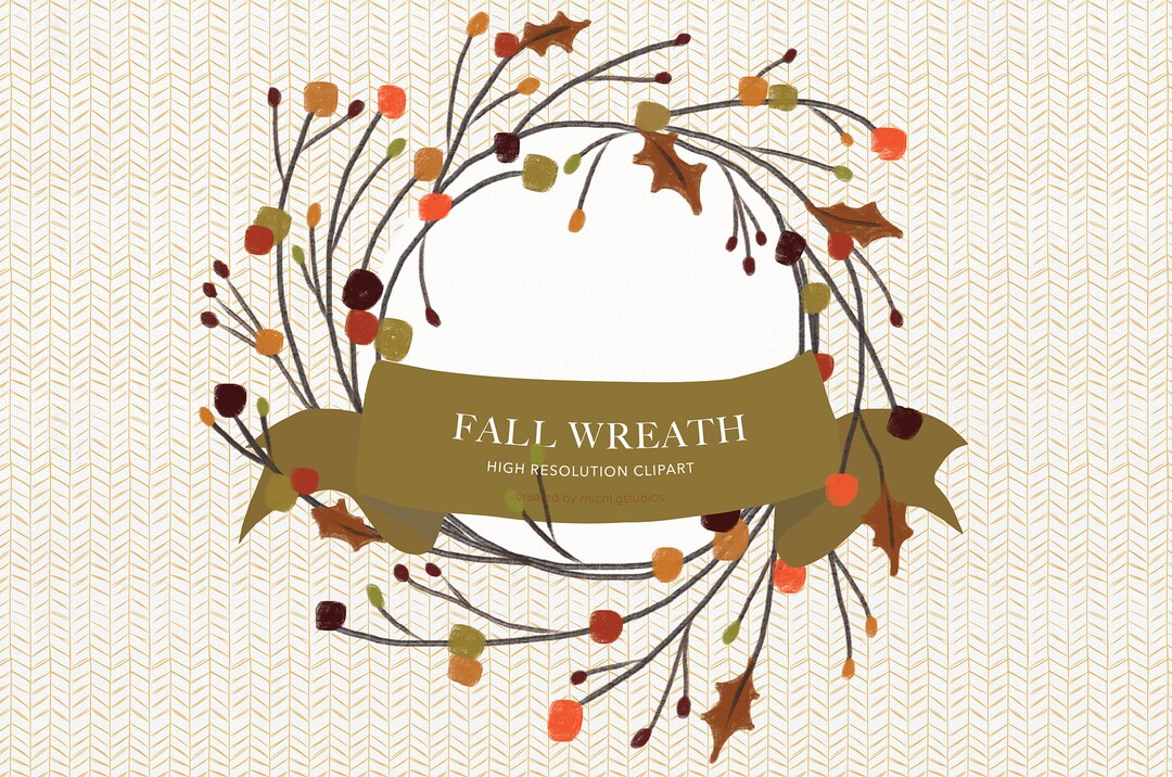 Fall Wreath Digital Clip Art, Leaves Clipart, Hand Made, Graphics,leaf ...