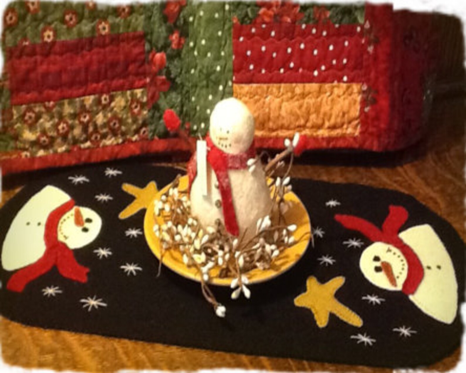 Snowman Candle Mat Wool Applique Kit and Pattern - Etsy