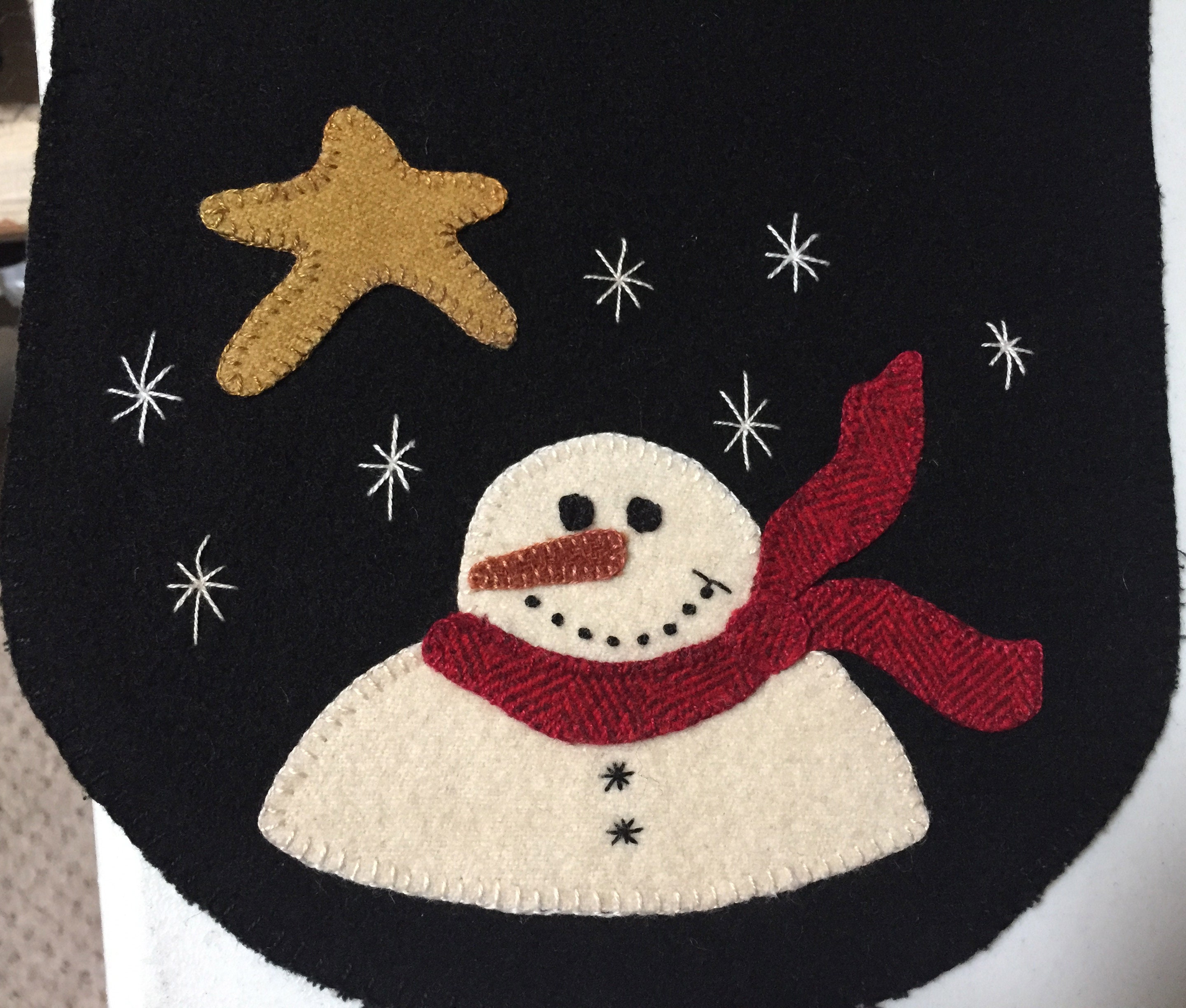 Snowman Candle Mat Wool Applique Kit and Pattern | Etsy