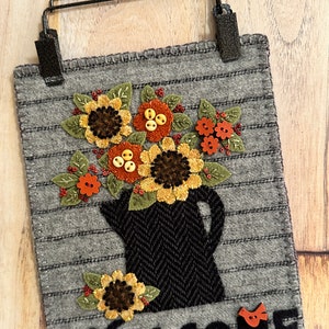 WELCOME! -- Wool Applique Kit or Thread Pack or Clipboard Hanger -- or ...