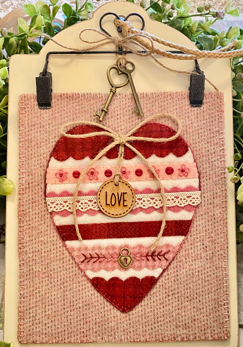 LOVE SWEET LOVE -- Wool Applique Kit -- Includes Buttons, Love Tag ...