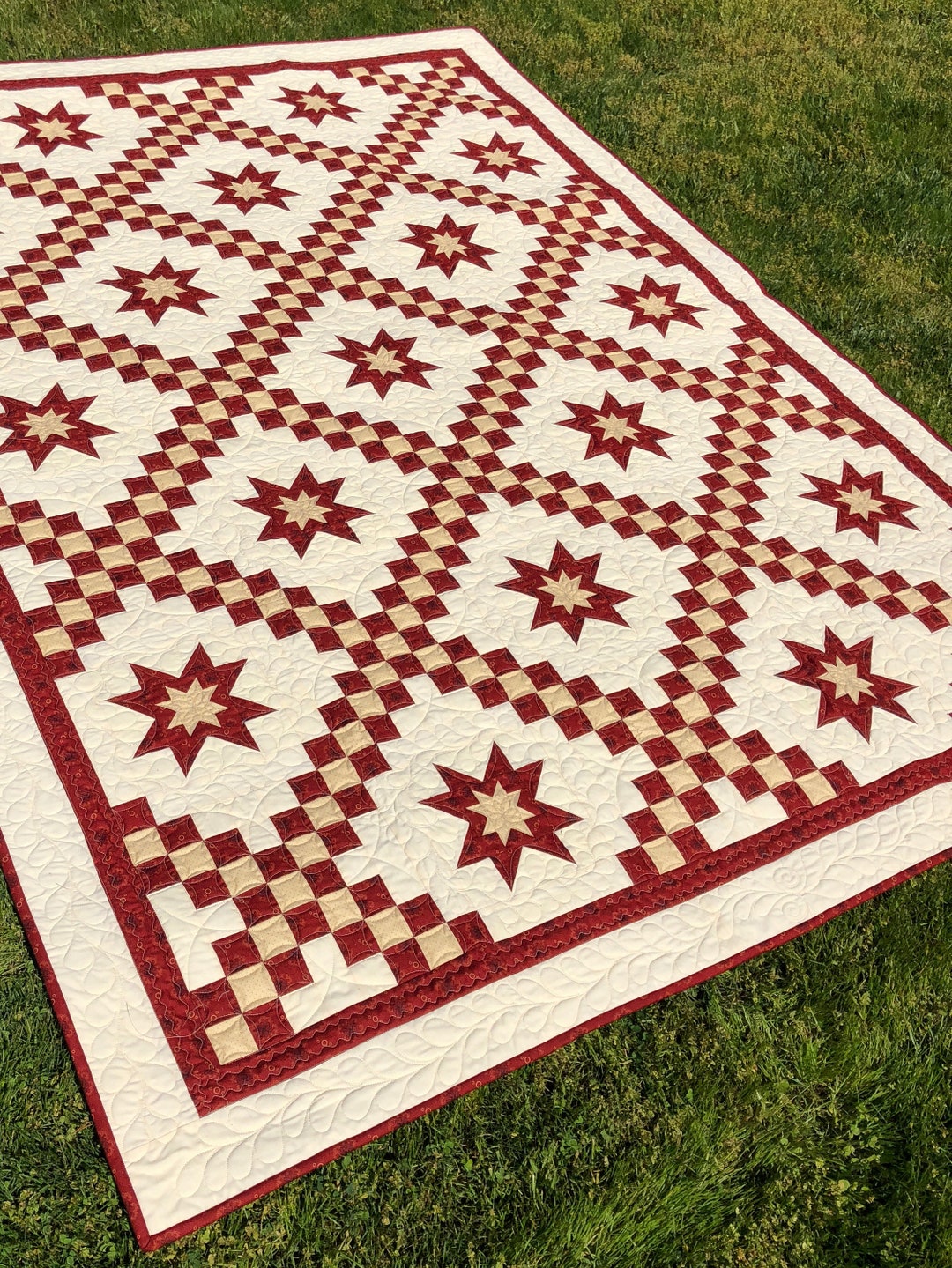 Kindred Stars Quilt PDF Pattern- Double Star Block With Double Irish ...
