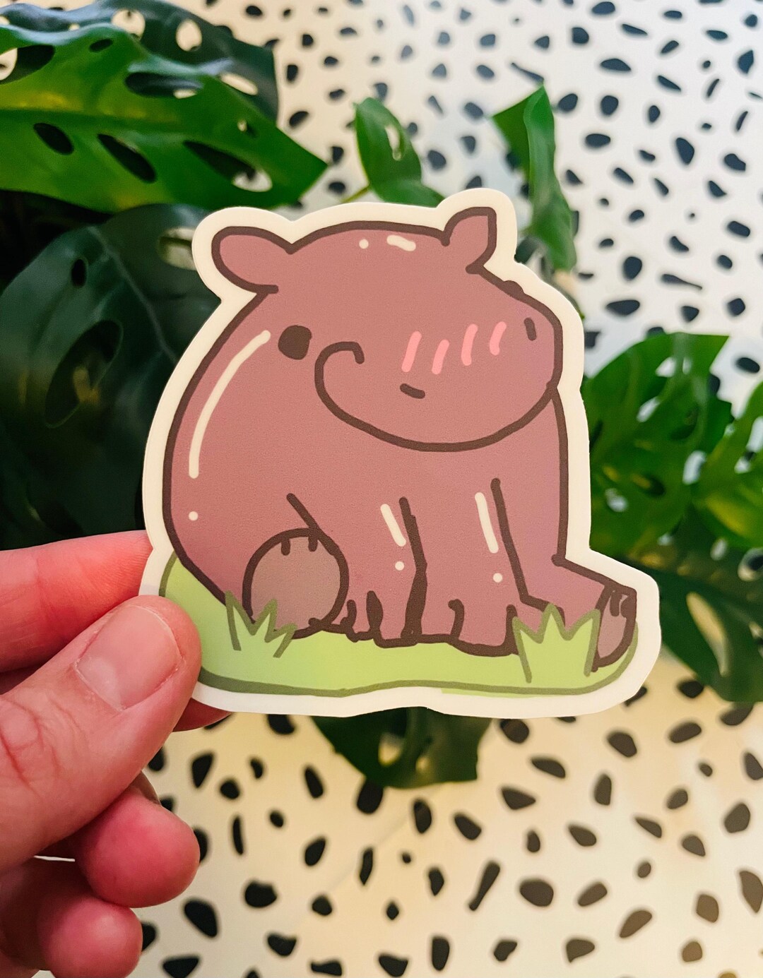 Moo Deng Hippo Drawing Sticker by Lacey’s Corner - Etsy