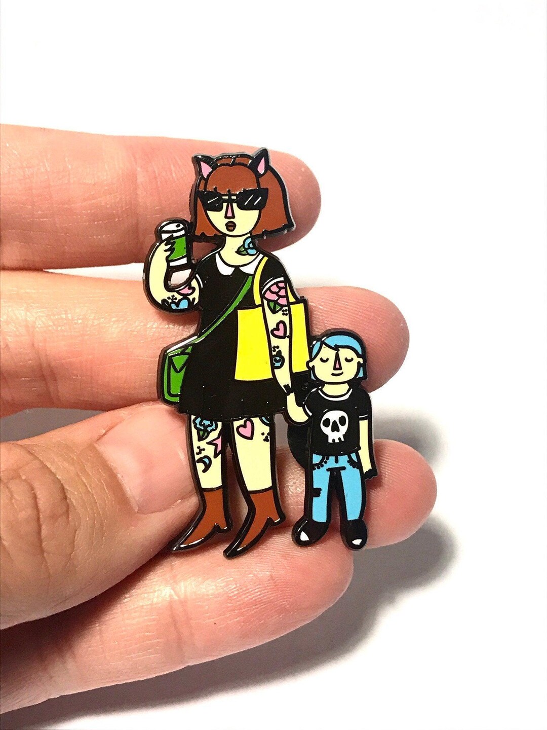 Weird Mother and Child Hard Enamel Pin - Etsy