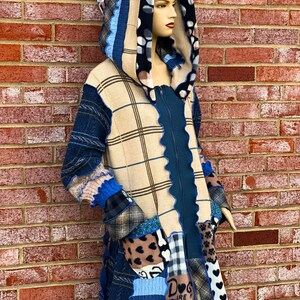 Oversized Patchwork Jacket 2X-3X Upcycled Sweater Hoodie, Gift for Dog ...