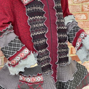 2XL Plus Size Jacket Upcycled Patchwork Long Sweater Coat for - Etsy