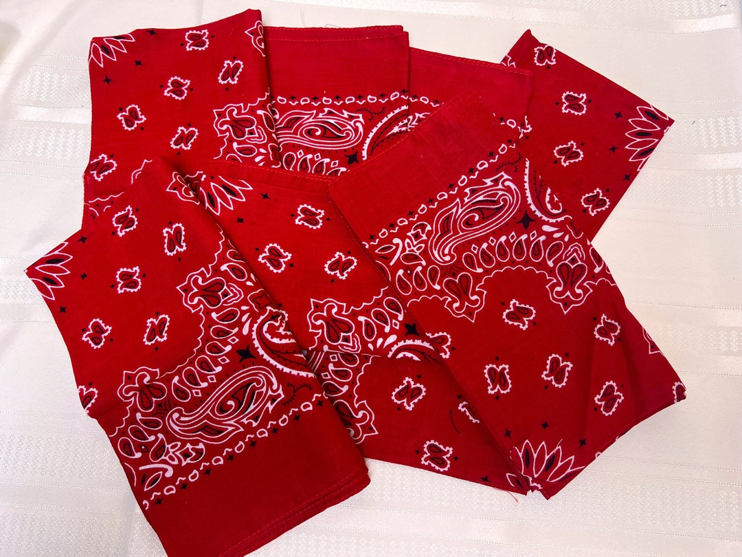 Vintage RED Paisley BANDANA Lot of 3, Classic Red Bandanas 100% Cotton ...