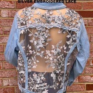 Jean Jacket MADE to ORDER Sheer Embroidered Lace, Boho Wedding Denim ...