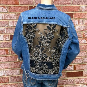 Jean Jacket MADE to ORDER Sheer Embroidered Lace, Boho Wedding Denim ...