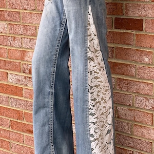 Custom Wide Leg Patchwork Inserts Bell Bottom Unique Design Men Denim ...