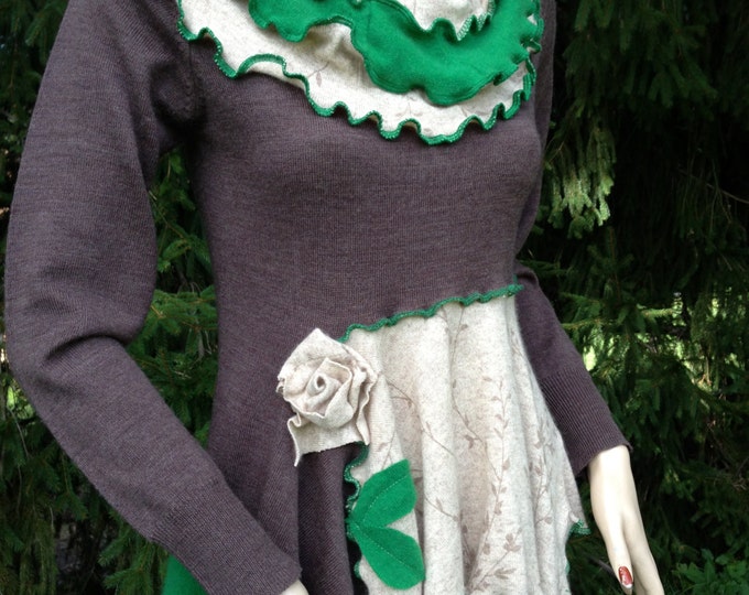 Tunic Swing S Size Ruffled Collar Handmade Sweaters - Etsy