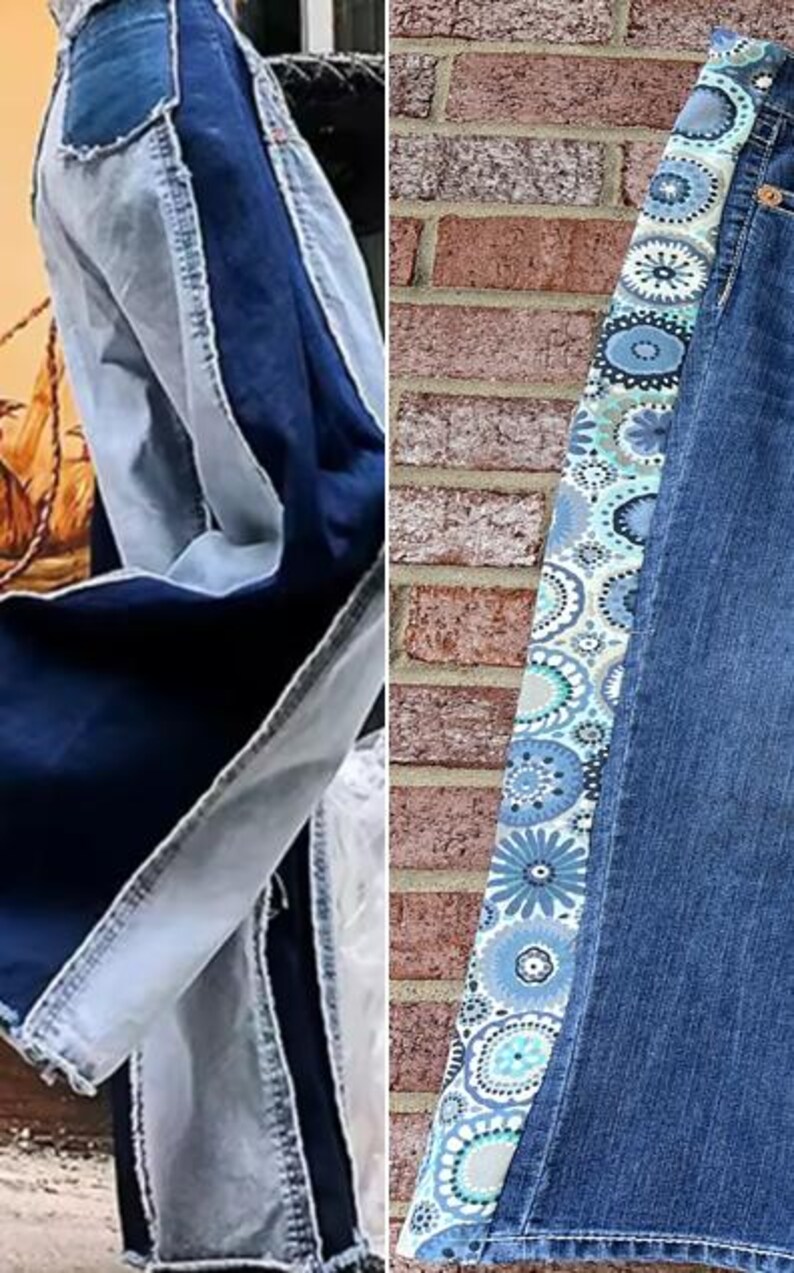 Boho Lace Flare Jeans Custom Reworked Send Your Own Denim Pants Bell ...
