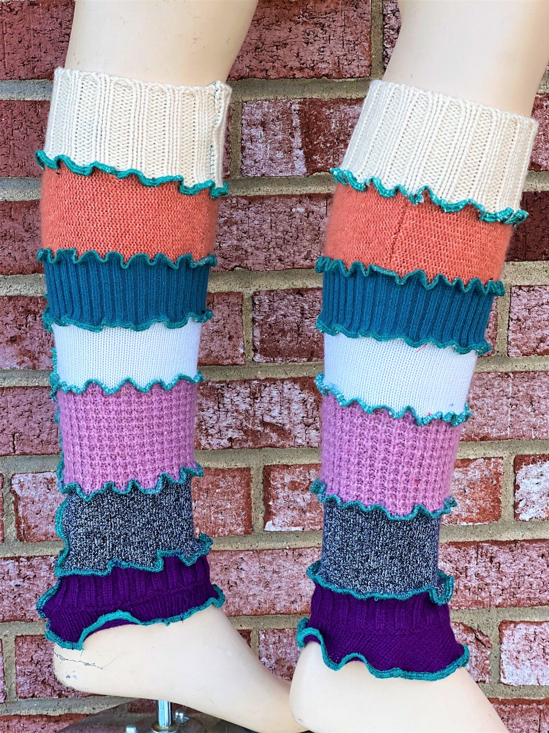 Leg Warmers Upcycled Patchwork Knitwear, Gym Gifts for Her, Handmade ...