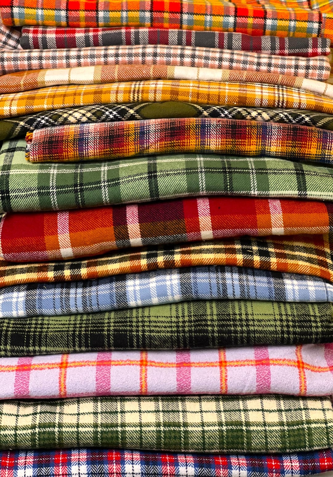 Plaid Brushed Cotton Shirting Fabric: Colorful Woven Textile - Etsy