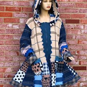 Oversized Patchwork Jacket 2X 3X Upcycled Sweater Hoodie Gift for Dog ...