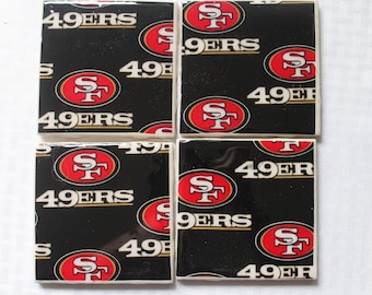 San Francisco 49ers Super Bowl Champion Set of 2 Ceramic Tile Coasters ...