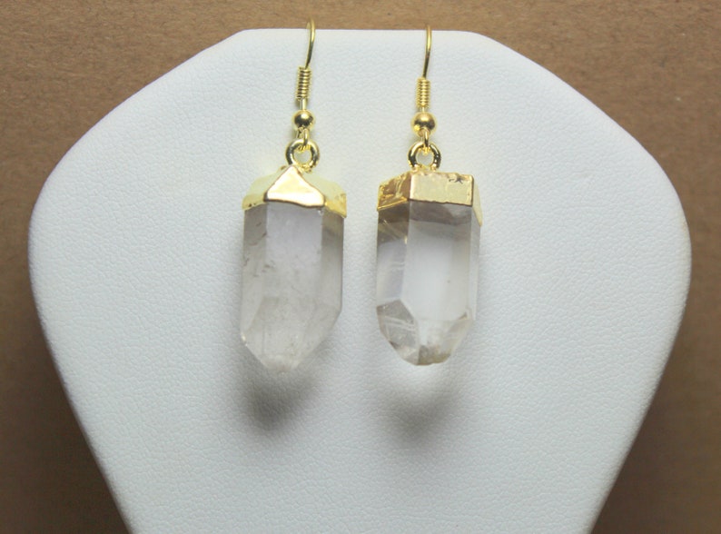 Clear Quartz Crystal Quartz Pillar Shaped Earrings Hang | Etsy