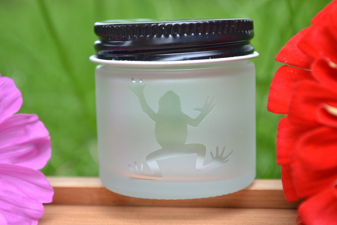 Glass Jar, Sand Etch Glass Jar, Mini Jar, Mini Glass Jar, Frog Jar ...