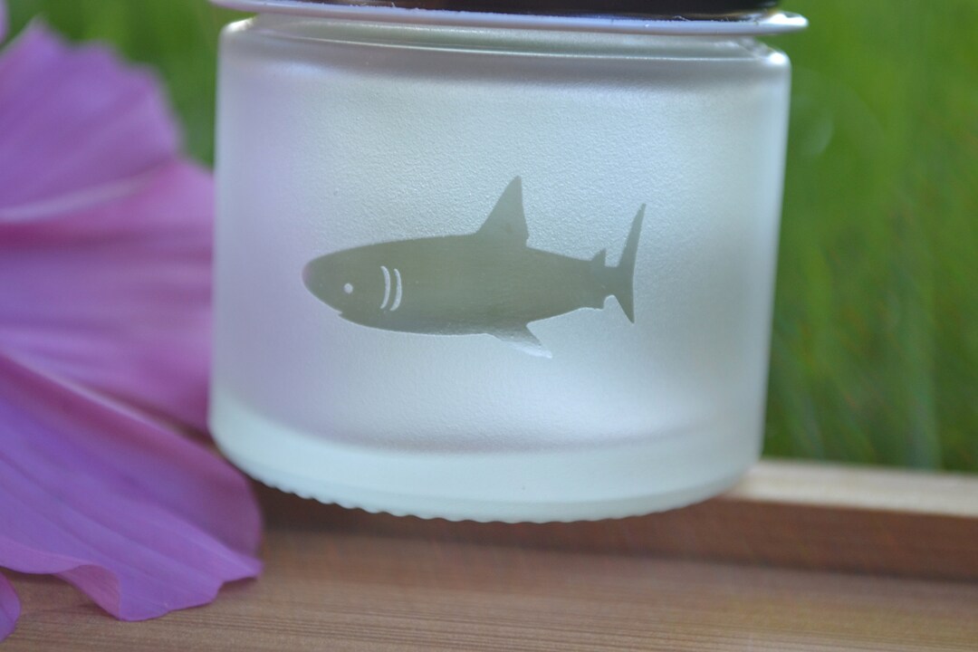 Glass Jar, Sand Etch Glass Jar, Mini Jar, Mini Glass Jar, Shark Jar ...