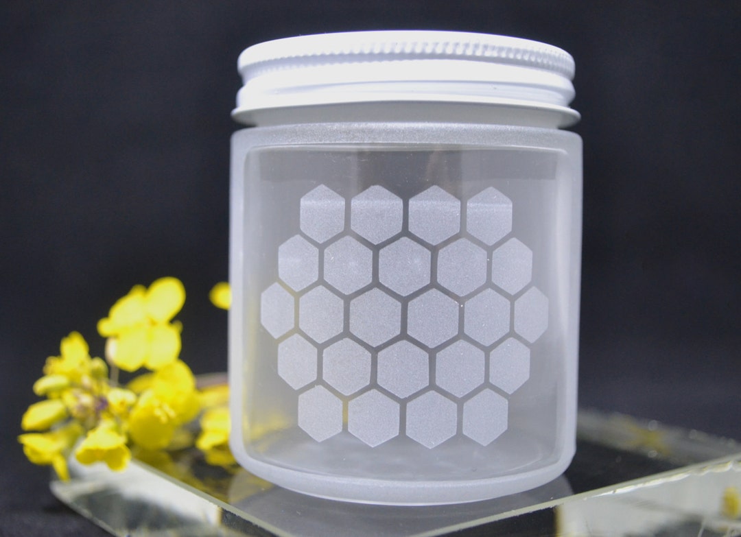Glass Jar, Small Glass Jars, Little Glass Jars, Sand Etched Honeycomb ...