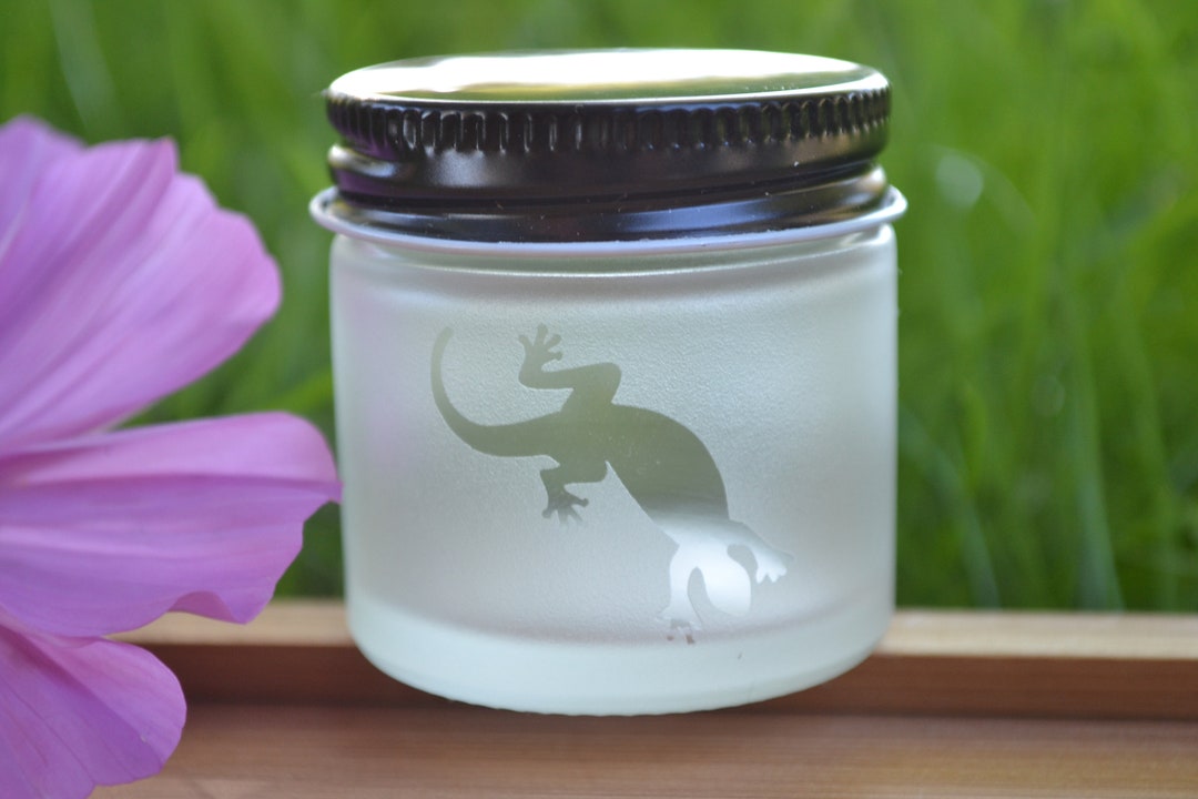 Glass Jar, Sand Etch Glass Jar, Mini Jar, Mini Glass Jar, Lizard Jar ...
