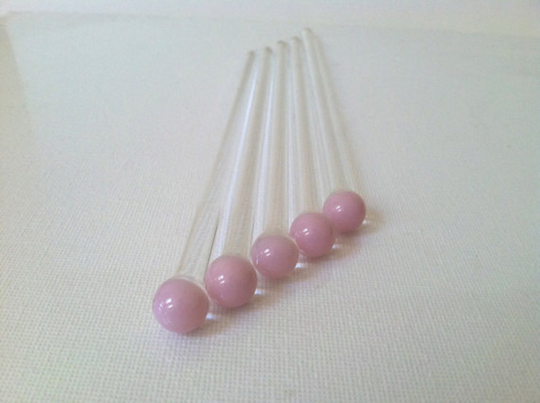 Swizzle Sticks, Stir Stick, Pink Swizzle Sticks, Pink Glass Swizzle ...