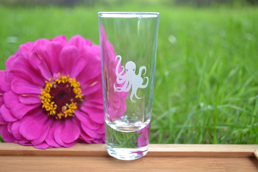 Shot Glass, Octopus Shot Glass, Sand Etch Shot Glass, Octopus Party ...