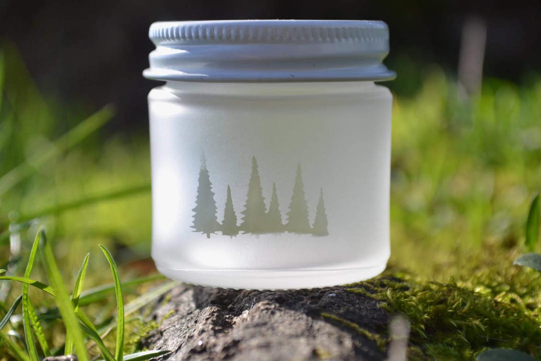 Glass Jar, Sandblasted Glass Jar, Tree Small Jar, Mini Jar, Mini Glass ...