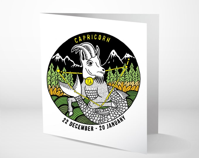 Astrology Card - Zodiac Signs - Capricorn, Horoscope, Planet Drawing ...