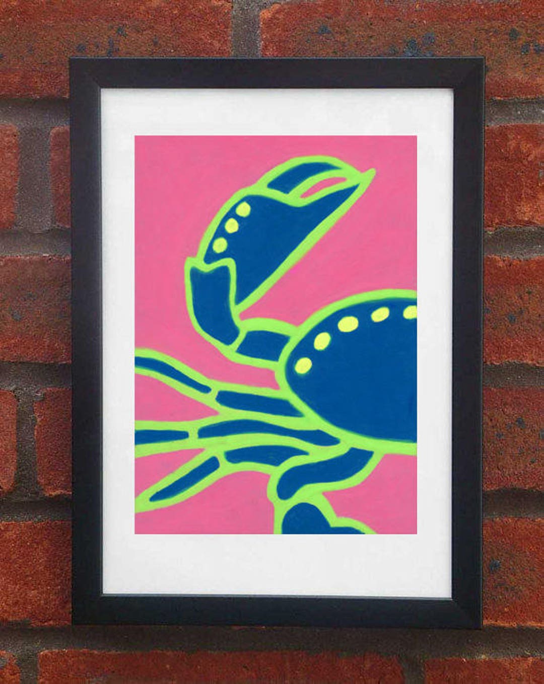 Crab - A5 Original Oil Pastel Drawing (framed) - Etsy