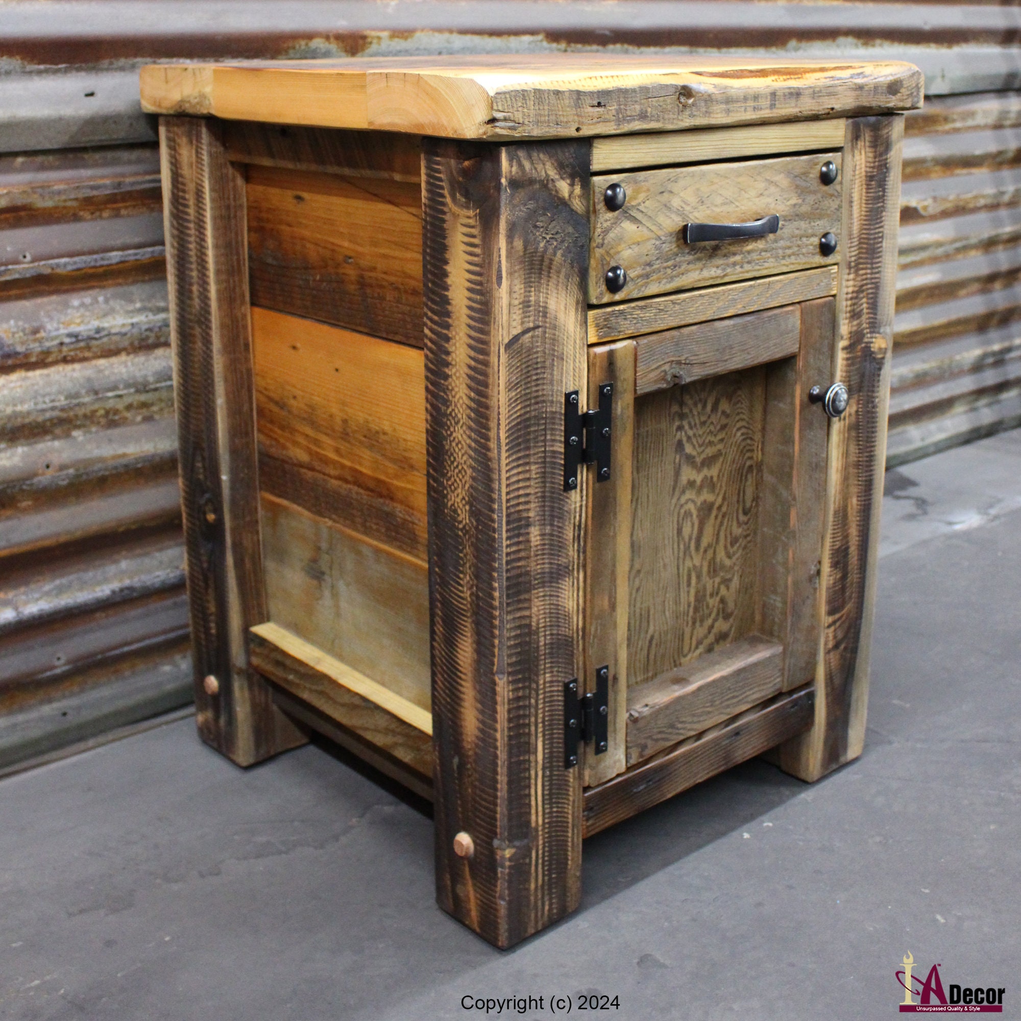 Timber Rough Sawn Night Stand or End Table- Rustic Wood Bedside Tables ...