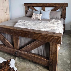 Timber Frame Trestle Bed - Rustic Bed, Big Timber Bed, Queen Bed, King ...