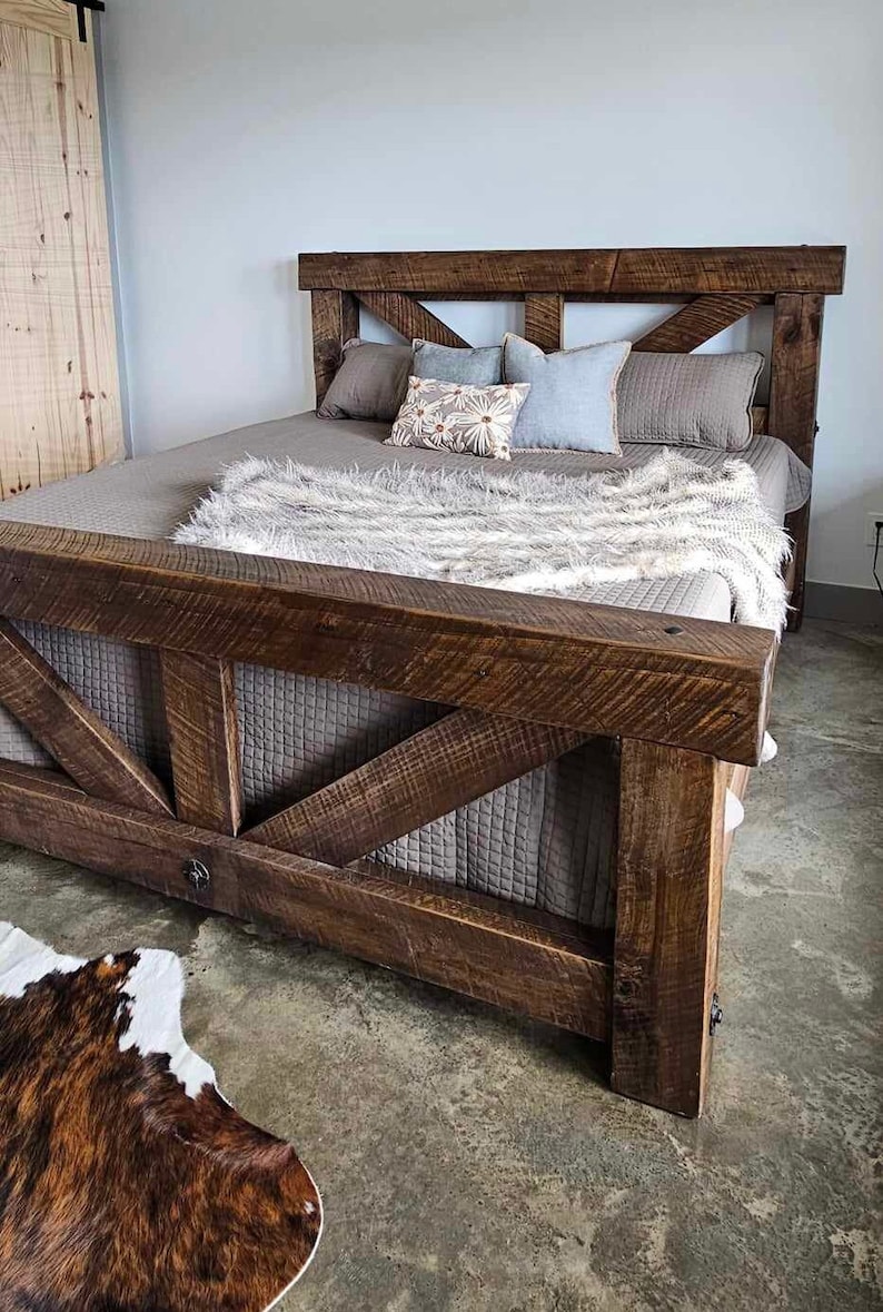 Timber Frame Trestle Bed - Rustic Bed, Big Timber Bed, Queen Bed, King ...