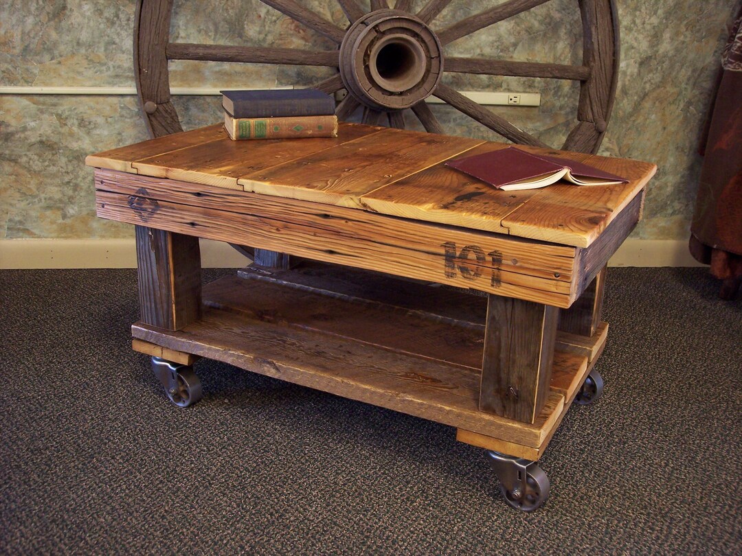 Factory Cart Coffee Table Antique Style Similar to Reclaimed Wood ...