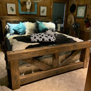 Timber Frame Trestle Bed - Rustic Bed, Big Timber Bed, Queen Bed, King ...