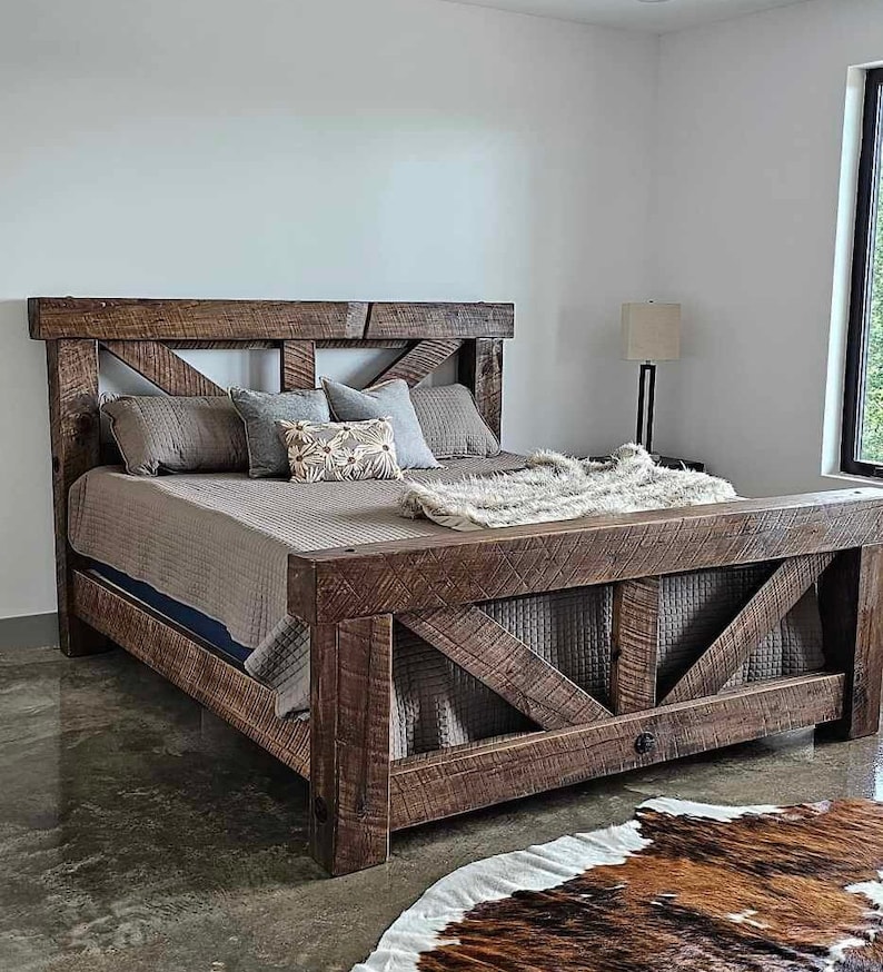 Timber Frame Trestle Bed - Rustic Bed, Big Timber Bed, Queen Bed, King ...