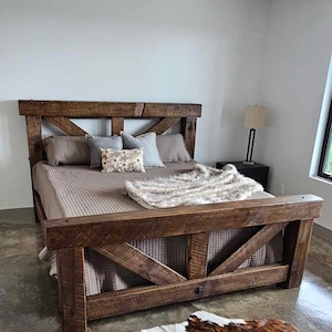 Timber Frame Trestle Bed - Rustic Bed, Big Timber Bed, Queen Bed, King ...