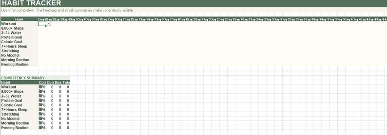 90 Days Fitness Challenge Tracker Excel Workout Planner Fitness and ...