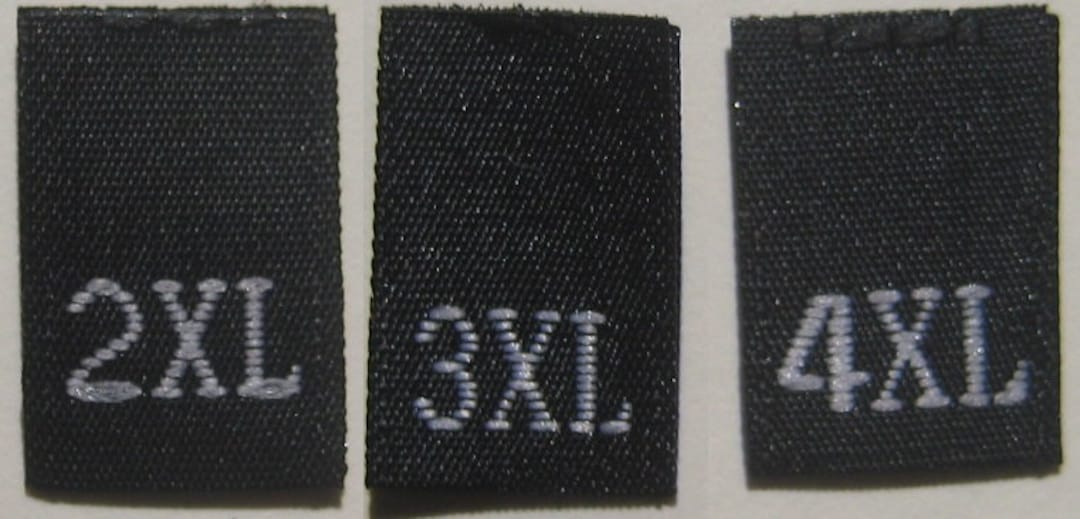 Mixed Lot of 50 Pcs Black Woven Women Clothing Labels, Size Tags - 2XL ...