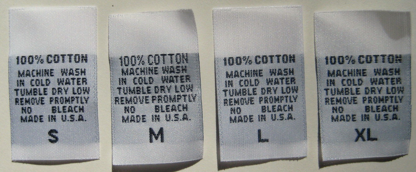 1000 Pcs White Woven Clothing Labels, Care Label 100% Cotton S, M, L ...