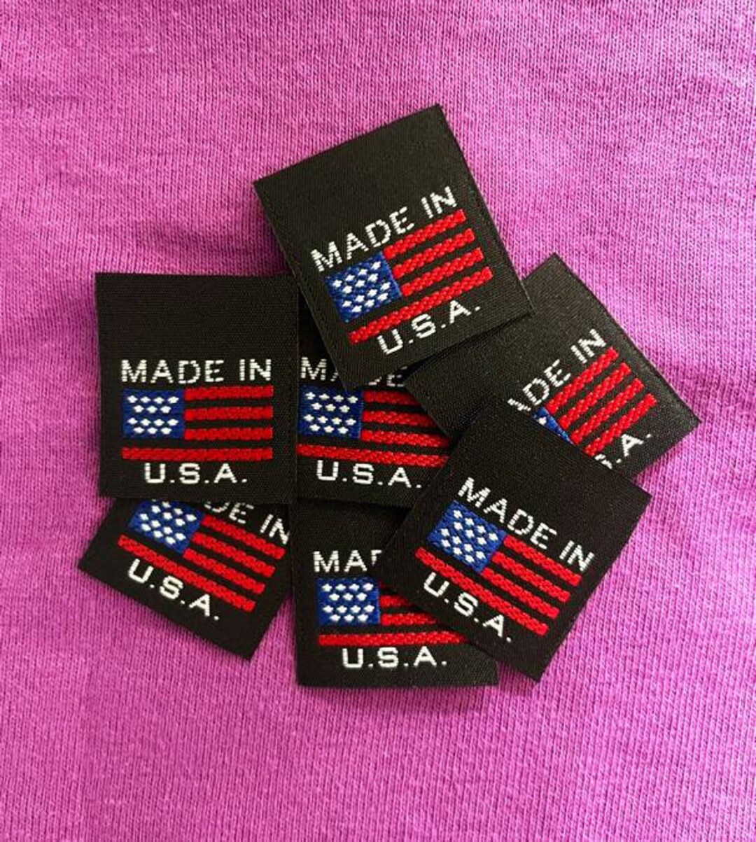 American Flag Made in USA Black Sewing Labels - Red White & Blue Woven ...
