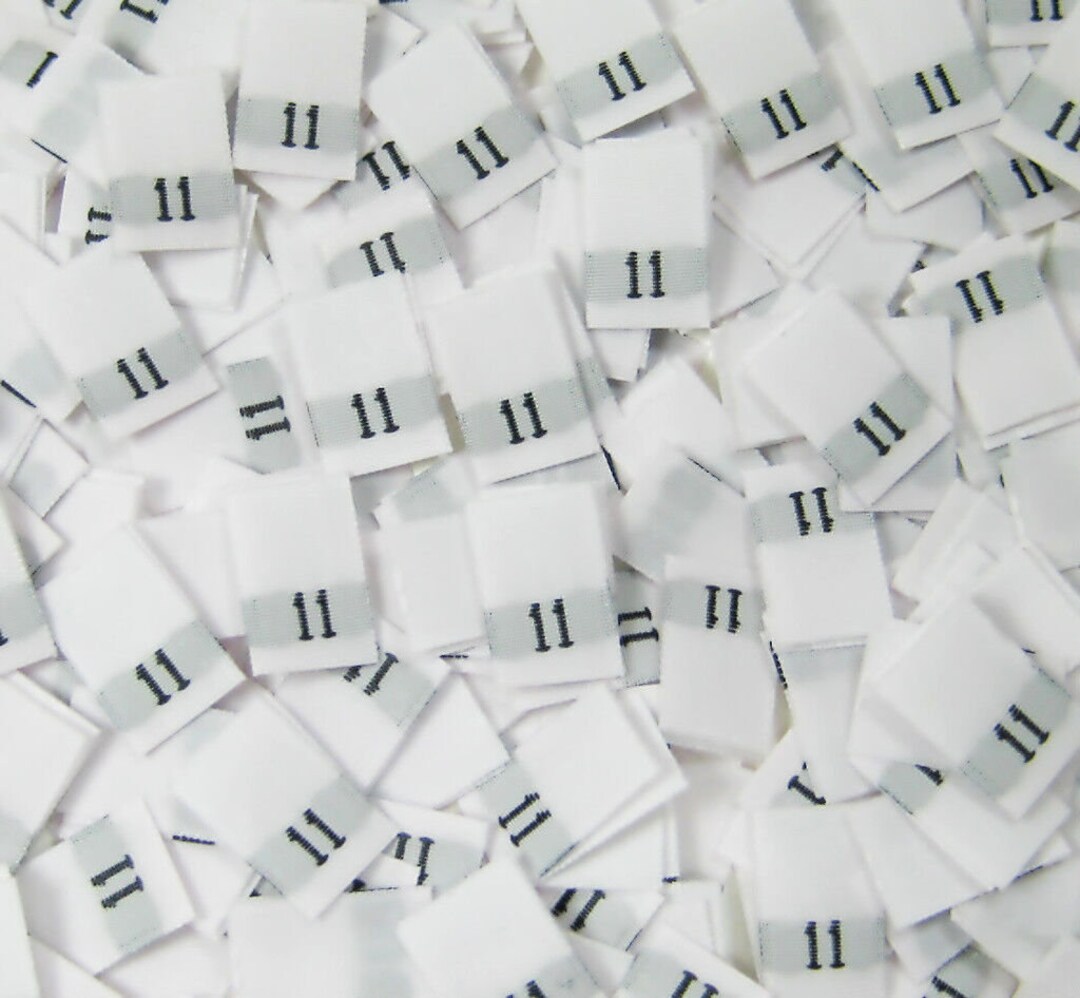 50 Pcs White Woven Sewing Folded Clothing Labels, Number Size Tags Tabs ...