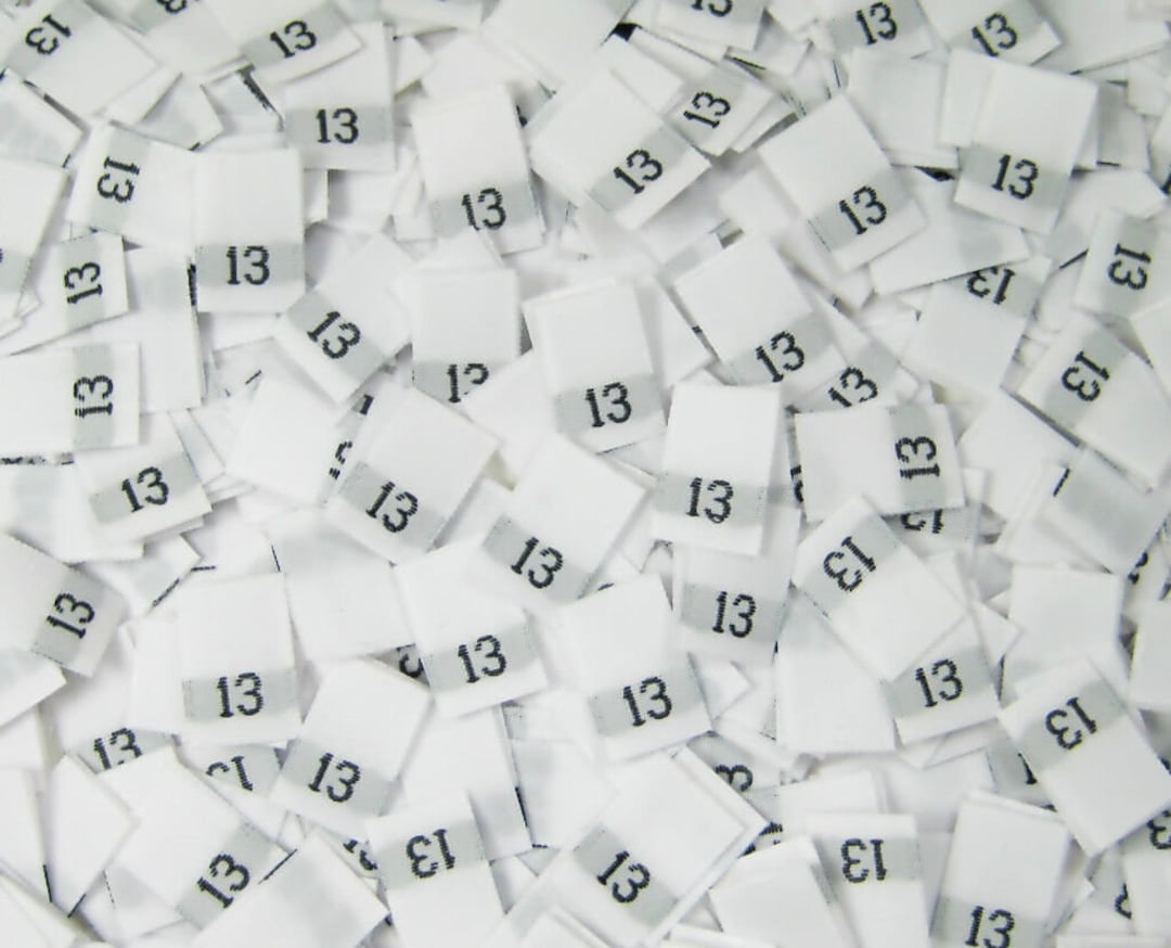 500 Pcs White Woven Sewing Folded Clothing Labels, Number Size Tags ...